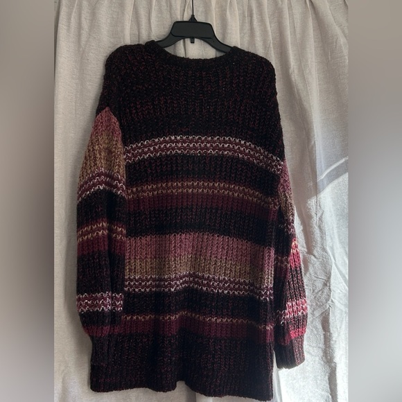 Lane Bryant | Sweaters | Lane Bryant Loose Knit Burgundy Tan Tunic ...
